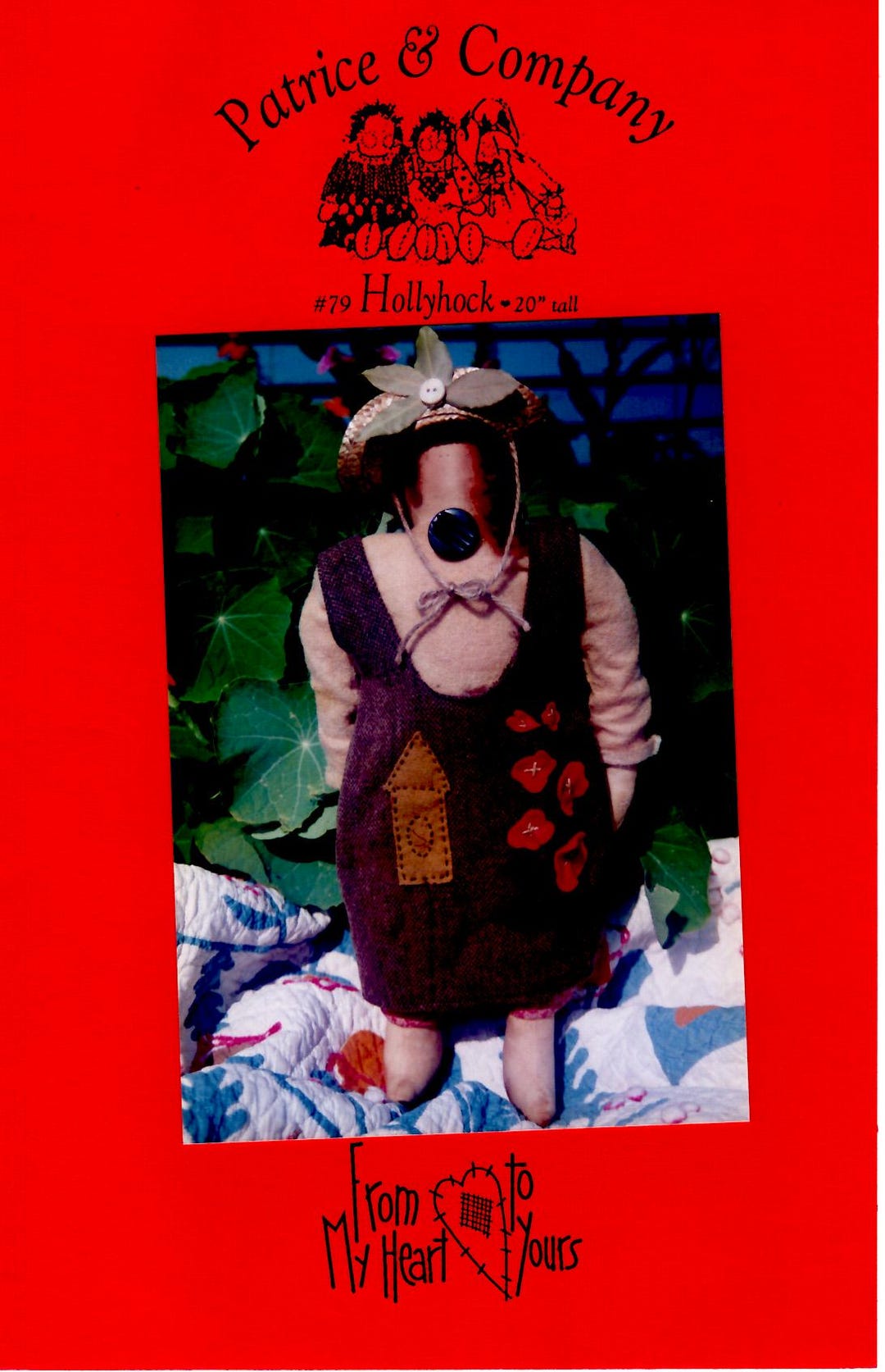 20" Folk Art Doll Uncut PATTERN Hollyhock Doll Quilter Sewer Crafter ...