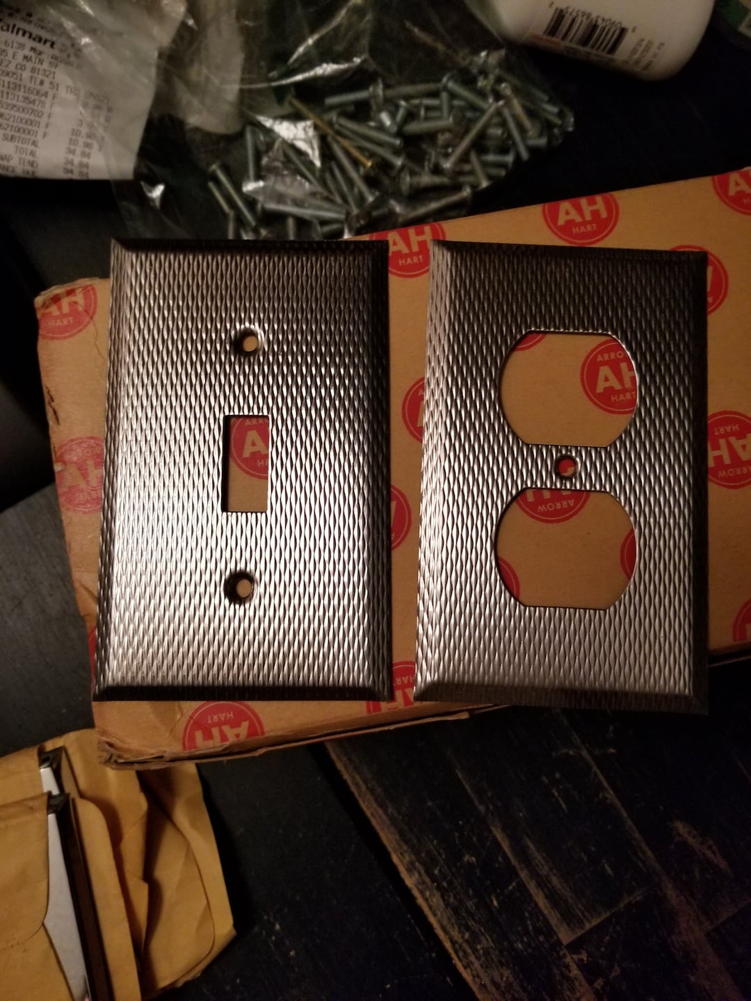 NOS MCM 1 X Embossed Diamonds Stainless Steel Switch Cover Beveled Edge ...