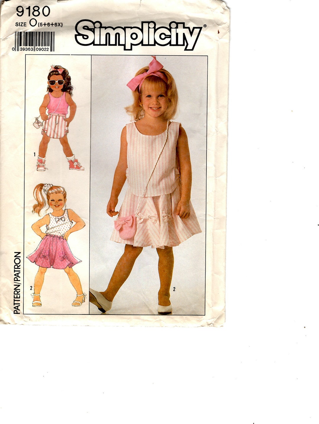 Simplicity 9180 Uncut PATTERN Girls Size 0 Zero 5 6 6X Shirt Tank Top ...