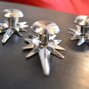 NOS ONE (1) MCM Concave Knob + Atomic Starburst Backplate Set Amerock Polished Chrome Star ...