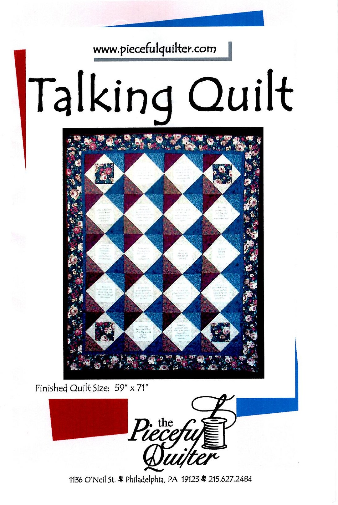 Talking Quilt Uncut Pattern 59x71" Lap Size Quilt Small Quilt Pieceful ...