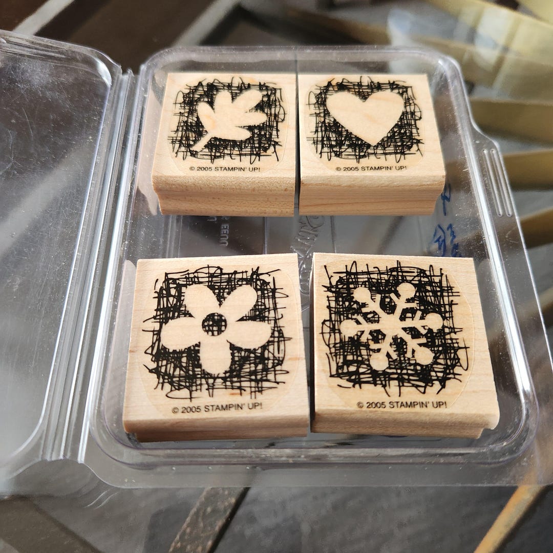 2005 NOS Stampin' Up! Set of 4 Small Stamps Made From Scratch Stamps ...