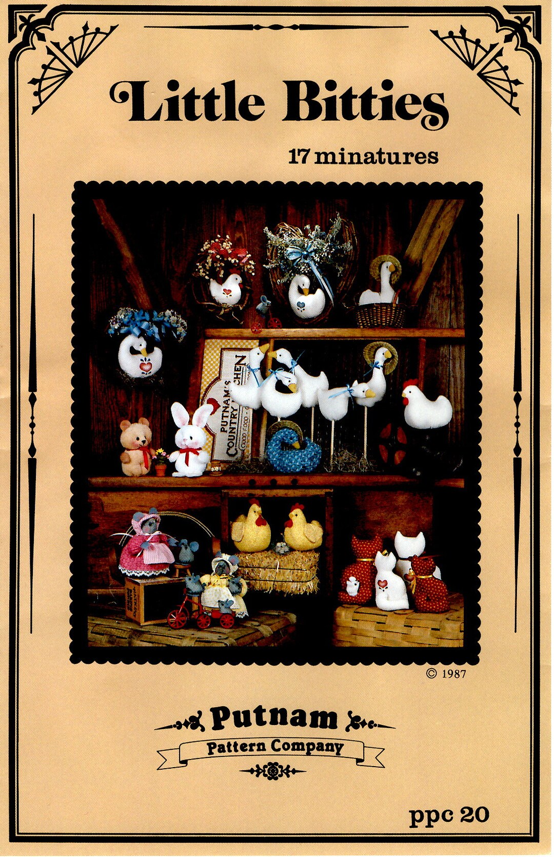 Vtg Tiny Folk Art Dolls Uncut PATTERN 1-5" Stuffed Animal Dolls Decorations Ornaments Little ...