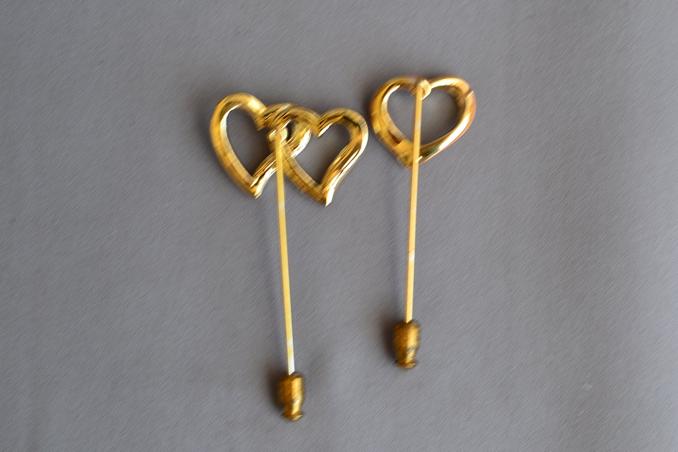 NOS 70s Small Orange Heart Stickpin Choose Single or Double Hearts Open ...
