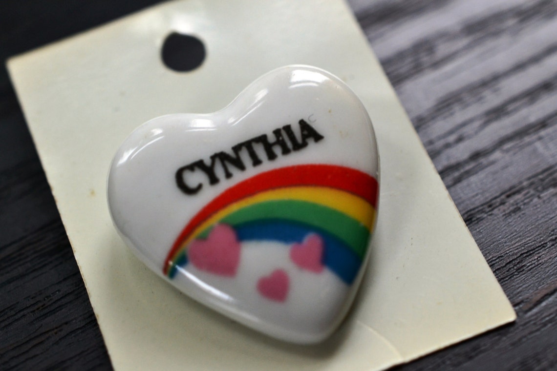 NOS CYNTHIA Pin 1980s Porcelain Name Pin Ceramic Brooch 80s - Etsy
