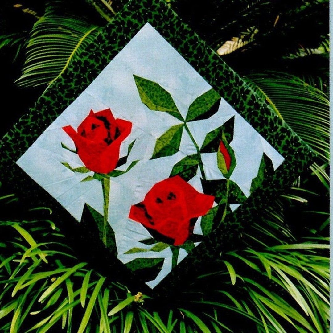 Pieced Roses Quilt Block Mini Quilt Uncut Pattern 12x12" American ...