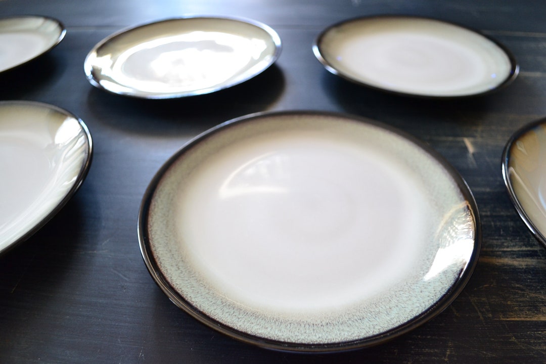 90s Set of 6 Salad Plates Sango Nova Black Bread Butter Side Dessert ...