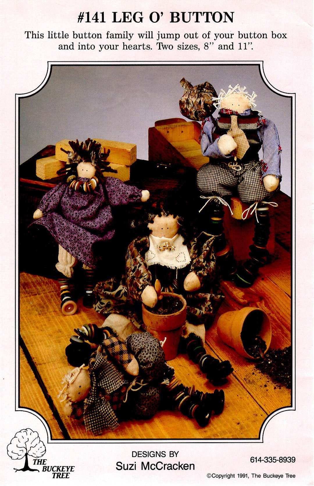 8" & 11" Button Dolls Uncut PATTERN Small Folk Art Decorative Dolls the ...