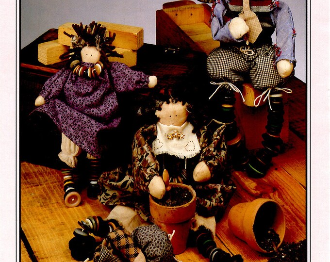 8" & 11" Button Dolls Uncut PATTERN Small Folk Art Decorative Dolls the ...
