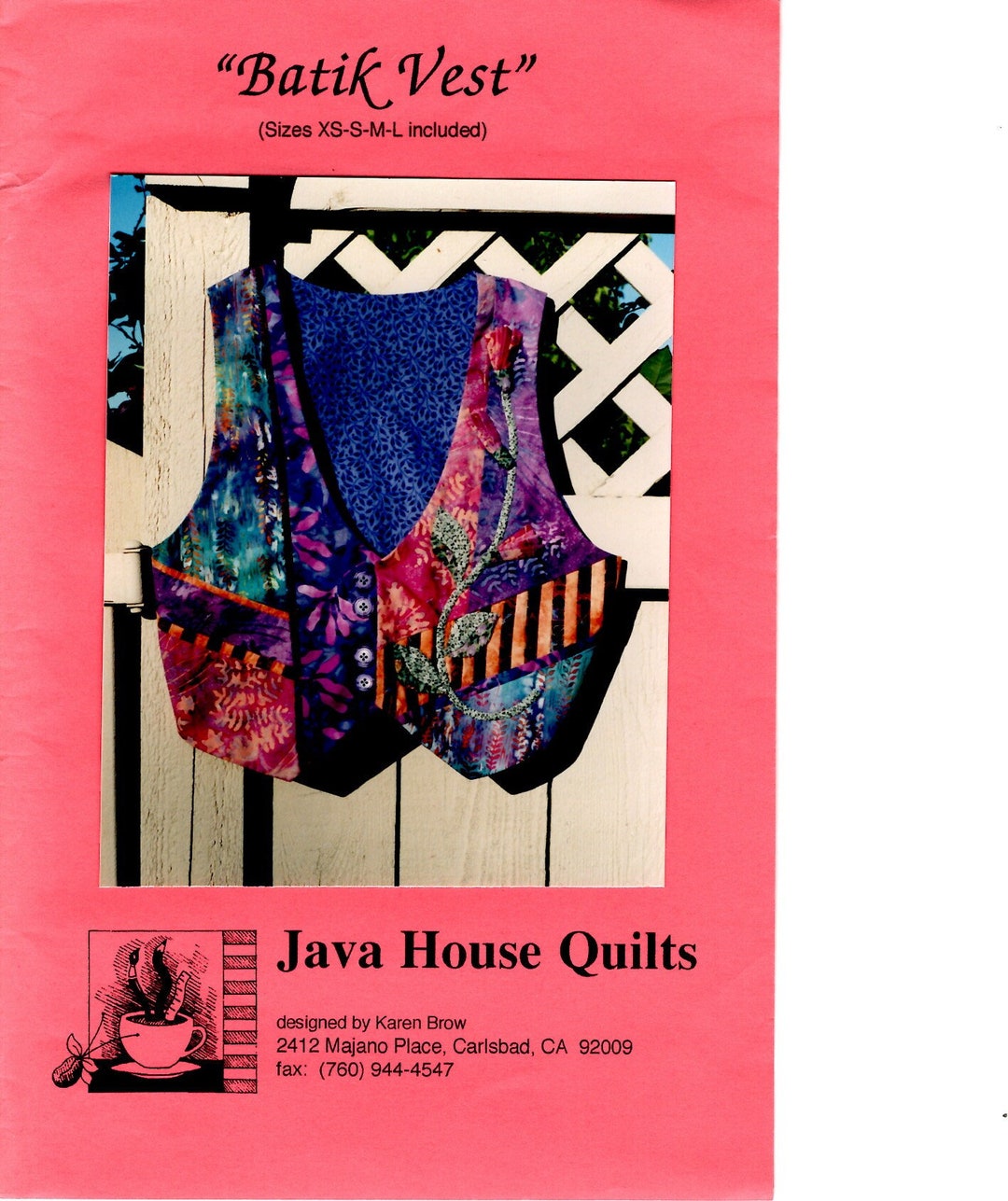 Vtg Batik Patchwork Vest Uncut PATTERN + Buttons Women's Clothing ...