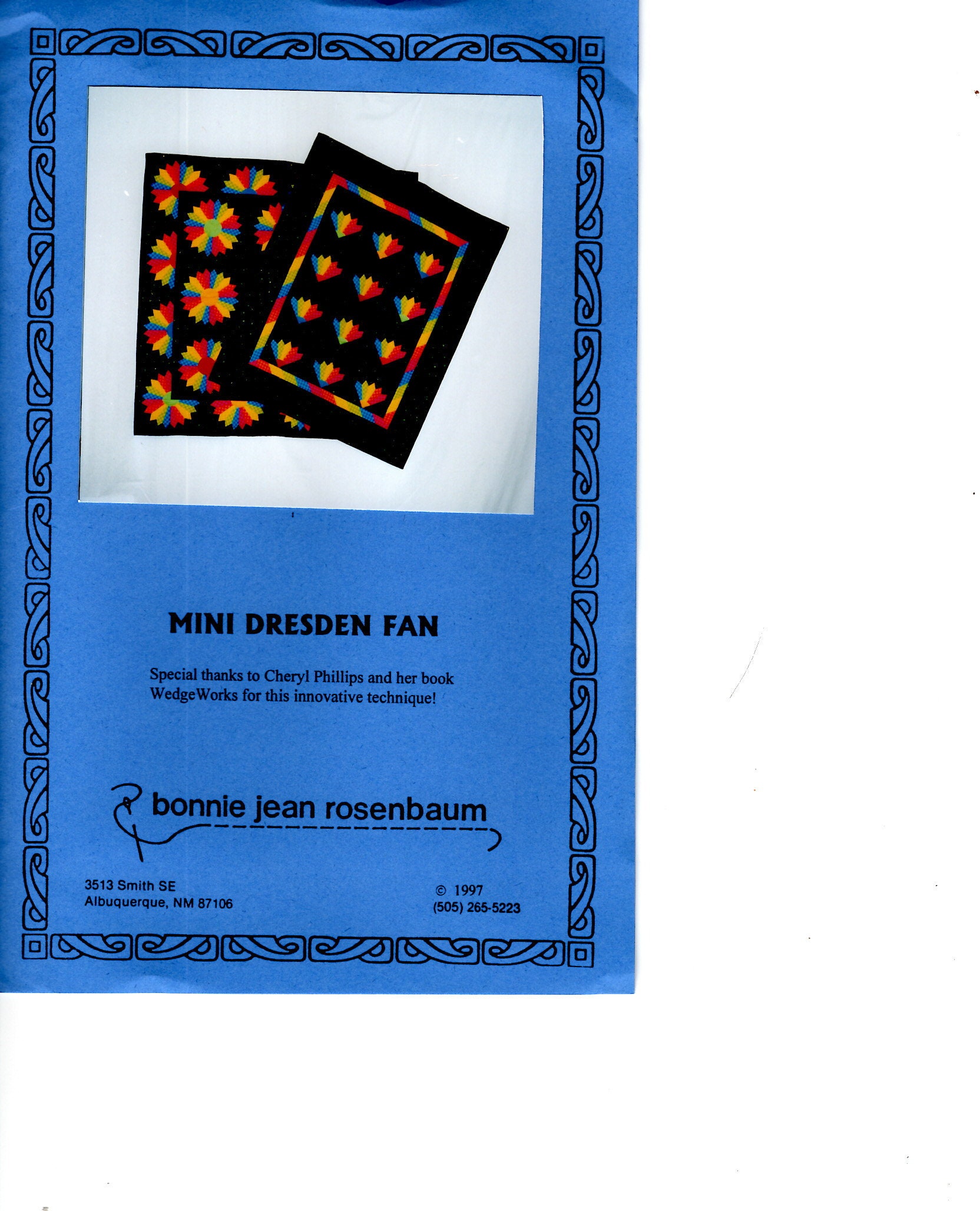 Mini Dresden Fan Quilt Uncut PATTERN Bonnie Jean Rosenbaum Dresden ...
