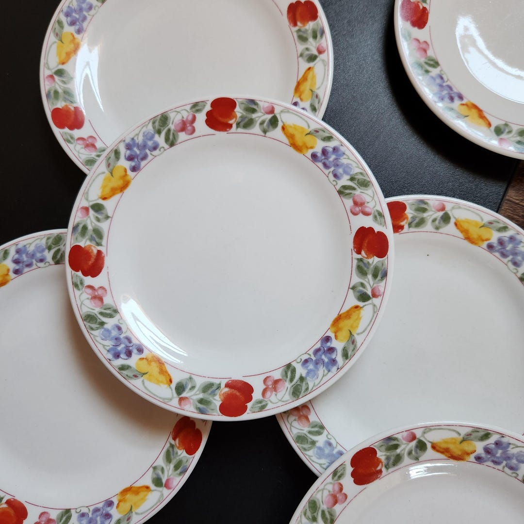 Vtg Farmhouse Plates Salad Side Dessert Plates Set of 4 8 Country ...