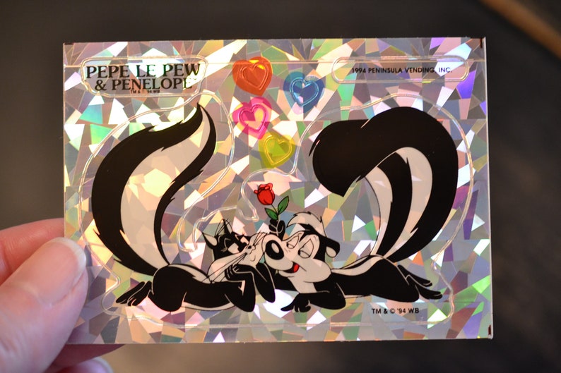 Vtg 2 Sheets 1994 Licensed Pepé Le Pew & Penelope Stickers Holographic ...