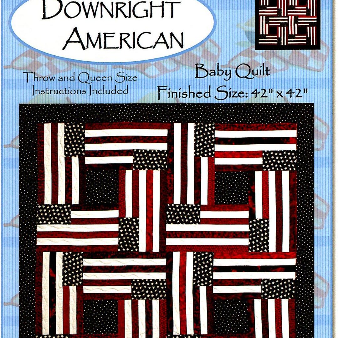 American Flag Mini Quilt Uncut PATTERN 42x42" Baby Quilt Throw Queen ...