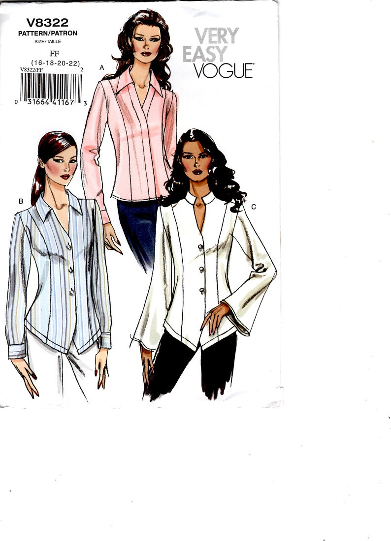 Vogue V8322 Uncut PATTERN Plus Size Women's Tops Panel - Etsy