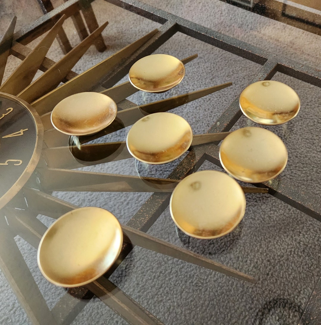 MCM Set of 7 Concave Knobs Brass Drawer Pulls 1.75 Round Gold ...