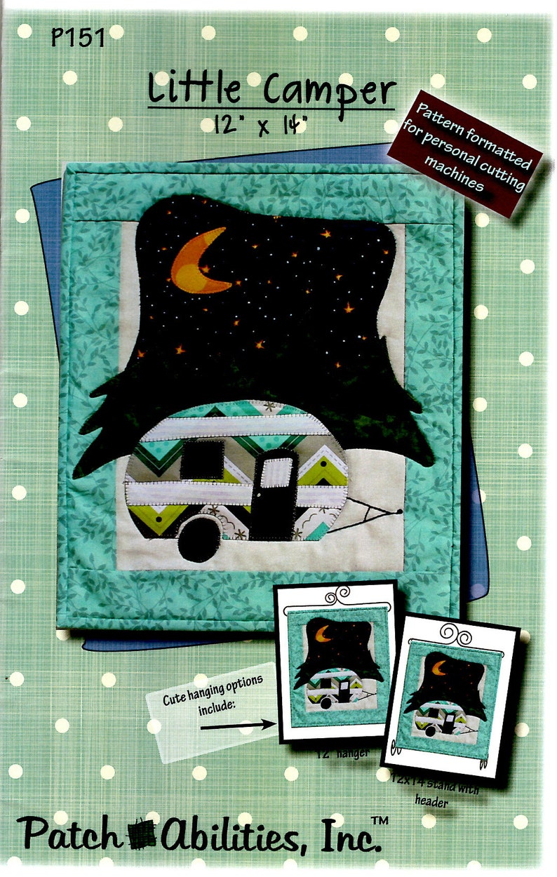 Camper Mini Quilt Uncut Pattern 12x14" Quilt Block Wall Hanging Little ...