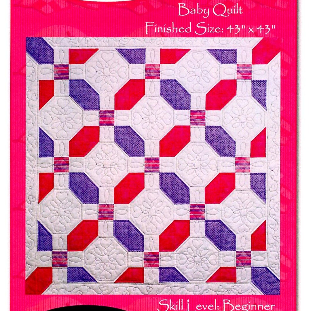 Baby Quilt Uncut PATTERN 43x43" Mini Quilt Hugs & Kisses Small Square ...