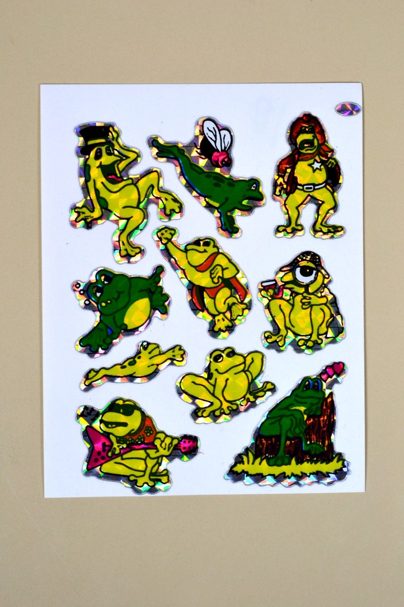 2 Sheets 1980s Prismatic Stickers Frogs Assortment Reflective - Etsy