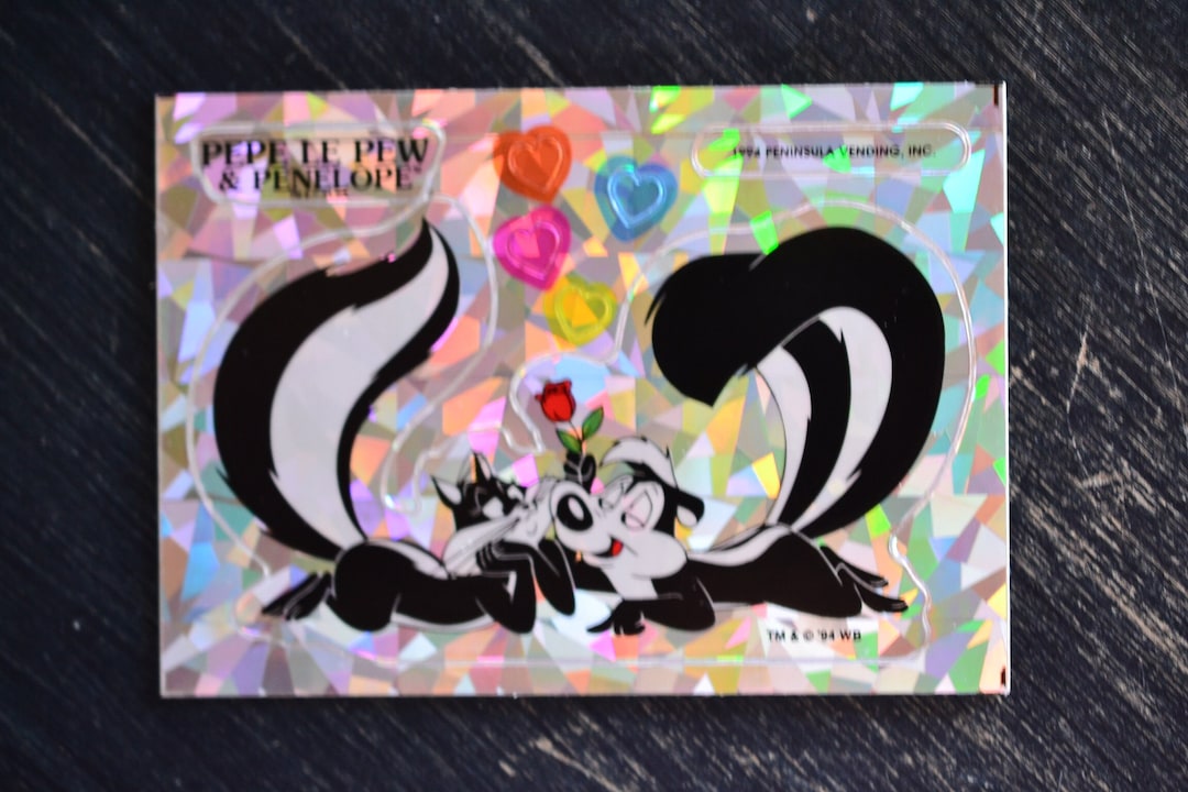Vtg 2 Sheets 1994 Licensed Pepé Le Pew & Penelope Stickers Holographic ...