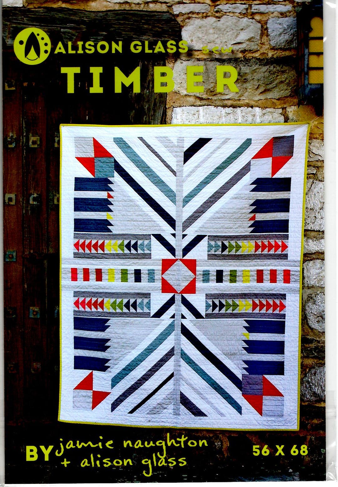 Timber Quilt Uncut PATTERN 56x68" Half Timber Architecture Modern Block ...