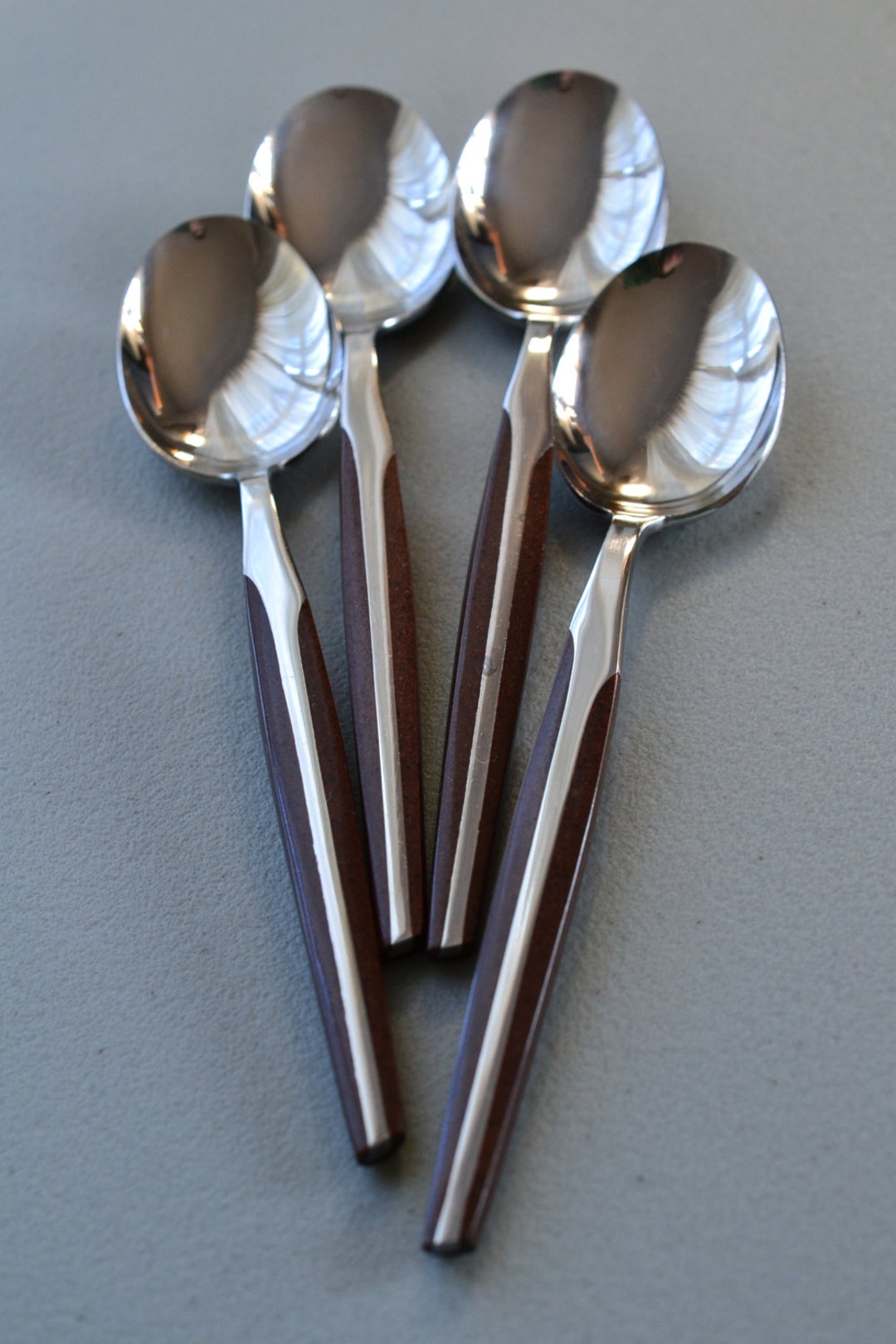 Set of 4 Teaspoons Danish Modern Tea Spoons MCM Eldan ELD2 BROWN Japan ...