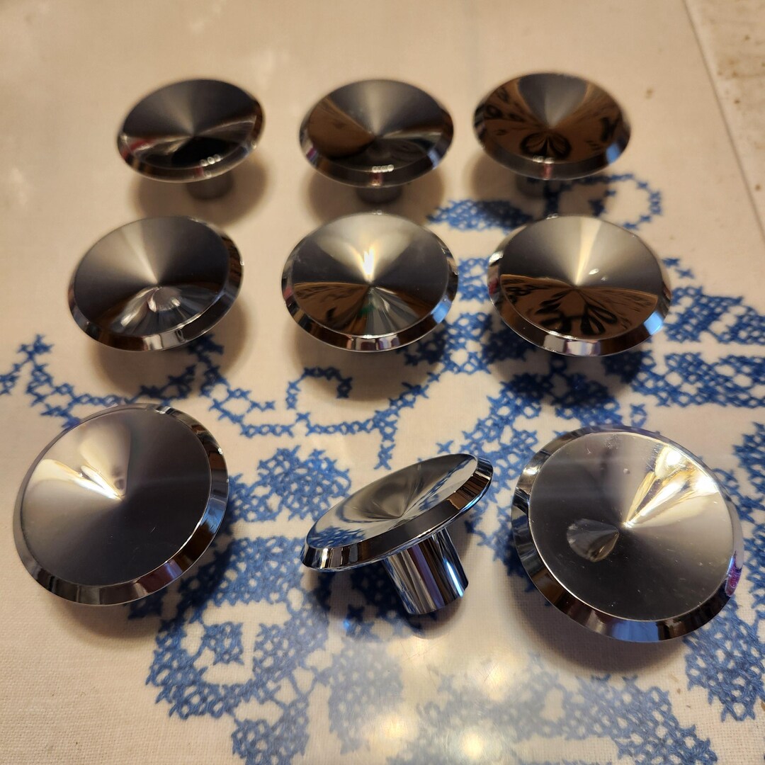 NOS Lot of 10 MCM Large Concave Knob Polished Chrome Beveled Edge ...