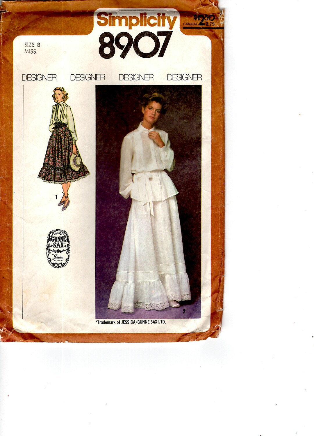Simplicity 8907 PATTERN Sz 8 Jessica Gunne Sax 1980s 80s 1970s 70s ...