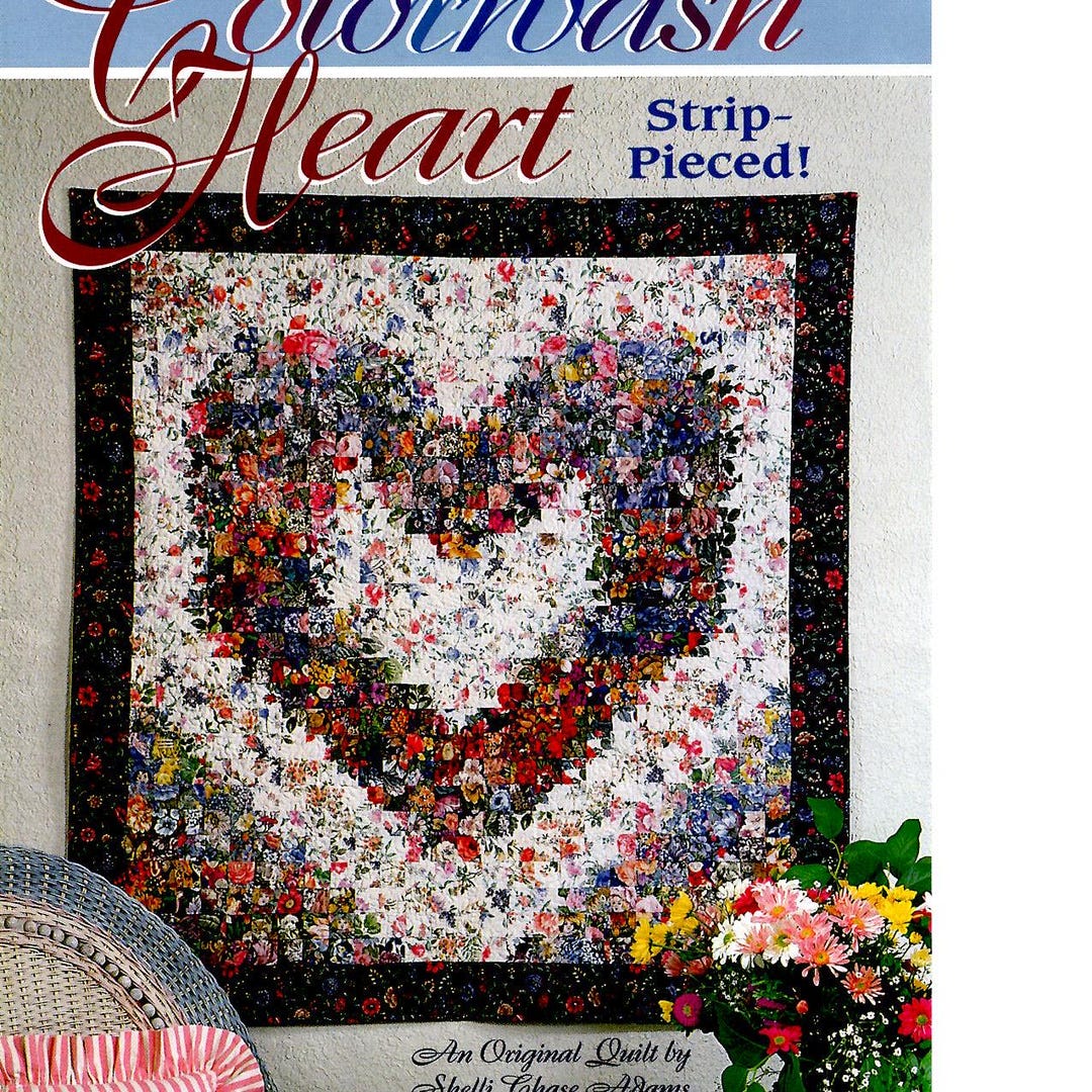 Strip Pieced Quilt Uncut PATTERN 48.5x51.5" Color Wash Heart Quilt Wall ...