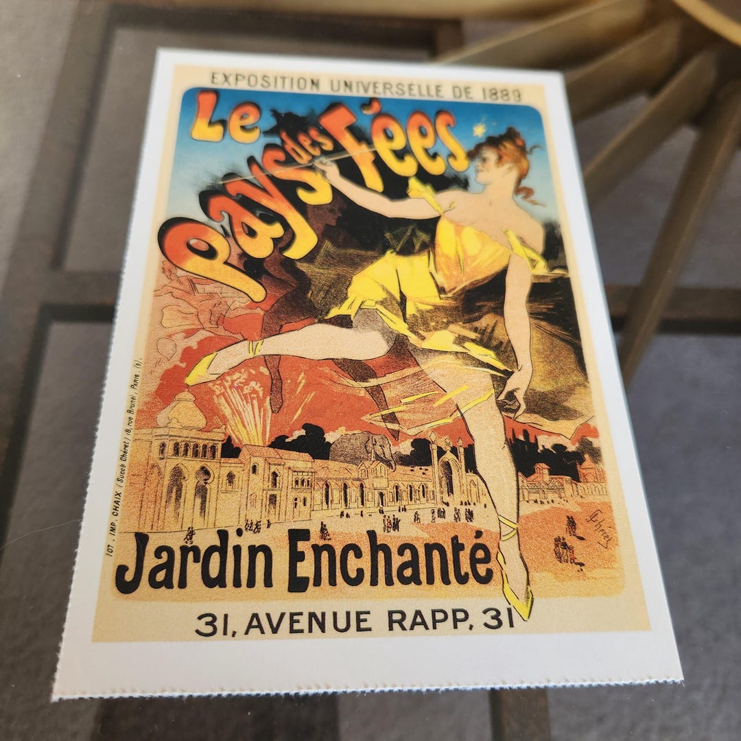 Vtg Postcard Poster for 1889 World's Fair Enchanted Garden Jules Cheret ...