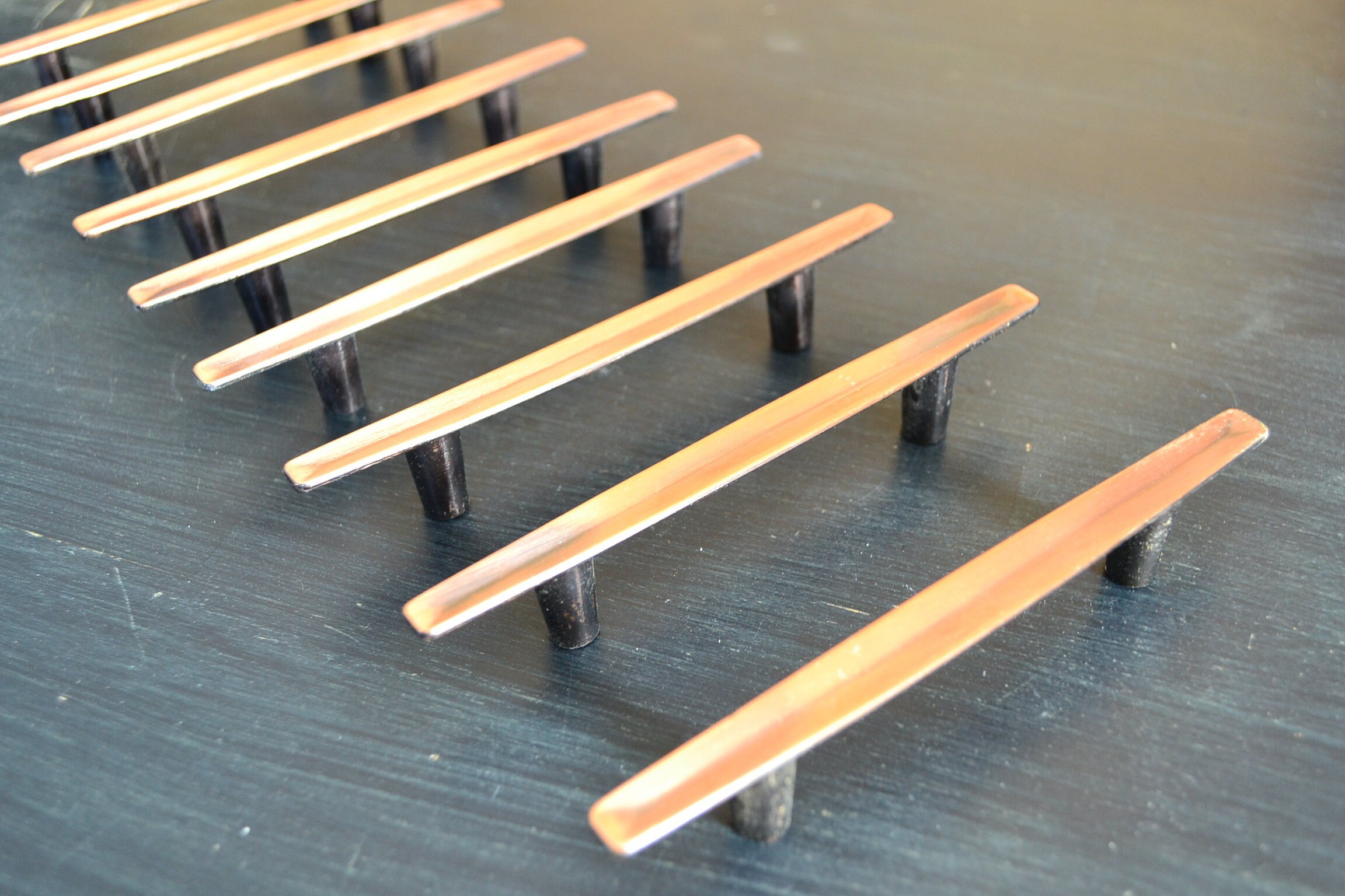 NOS 1 X MCM Concave Copper Drawer Pull 3" Center Ajax Antiqued Copper ...