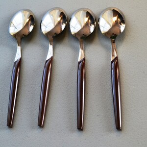 Set of 4 Teaspoons Danish Modern Tea Spoons MCM Eldan ELD2 BROWN Japan ...