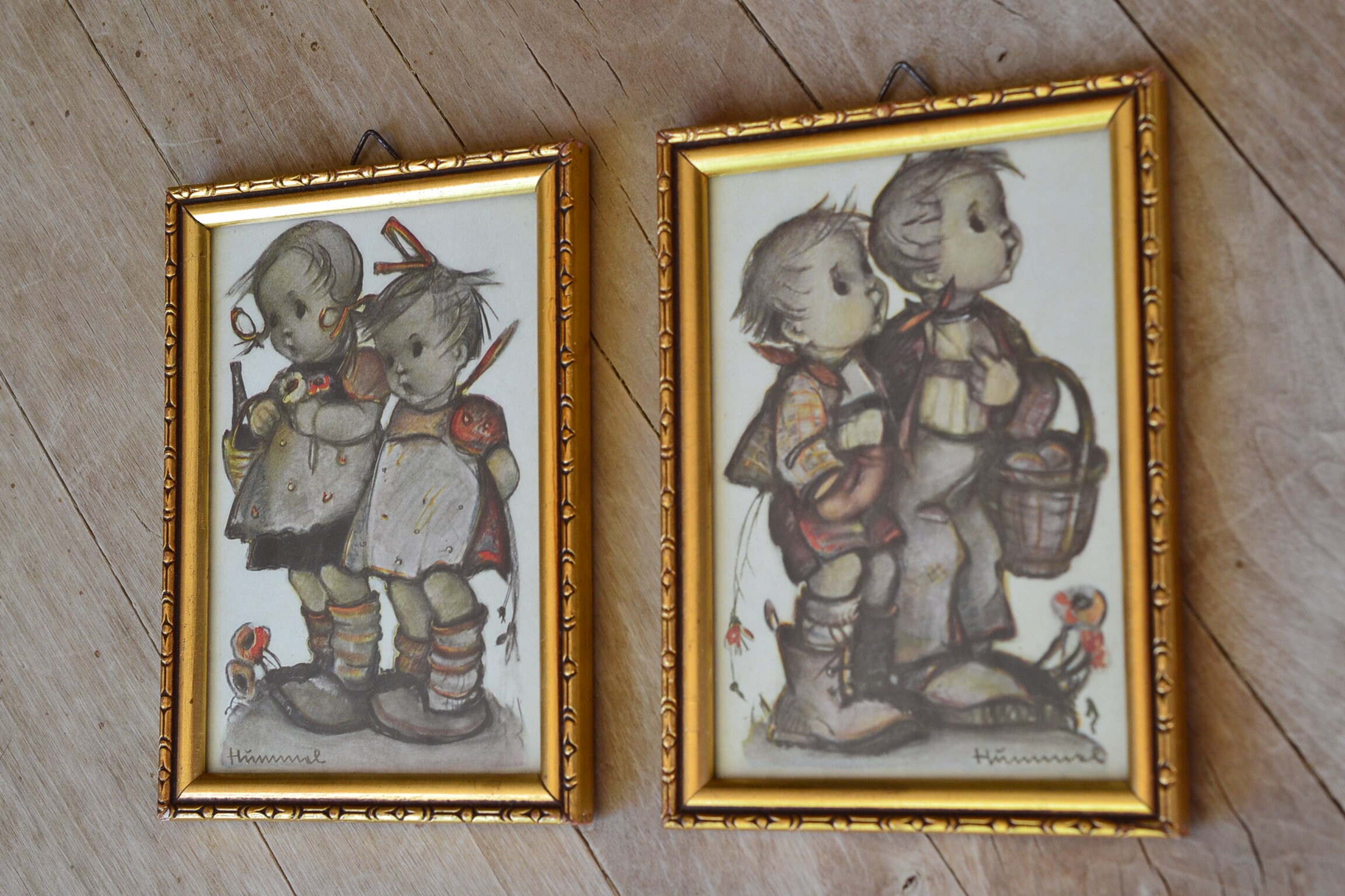 50s Pair of Hummel Framed Art Prints Hummel Pencil Drawings Pictures ...
