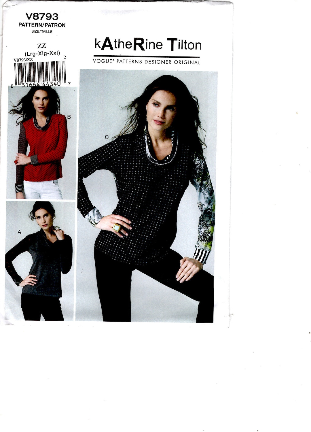 Vogue V8430 Uncut PATTERN Plus Size Women's Fitted Pullover Tops Size ...