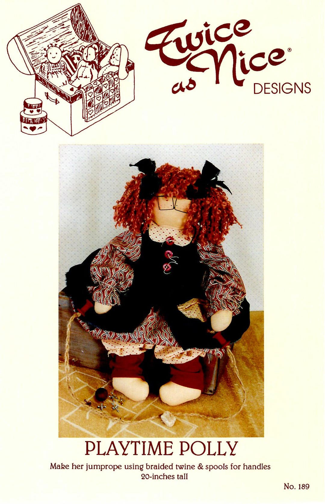 20" Folk Art Doll Uncut PATTERN Playtime Polly Twice as Nice Ragdoll ...