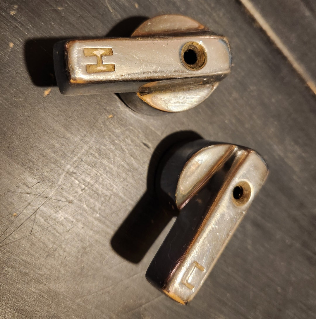 Vtg MCM Hot & Cold Large Paddle Faucet Levers for Bathroom Sink Shower ...