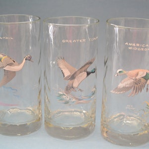 Vtg Set of 3 Ned Smith Handpainted Weighted Tumblers Drinking Highball ...