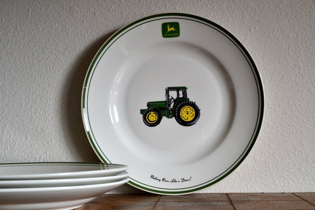 Vtg Set of 2 Licensed John Deere Large Dinner Plates Gibson Nothing ...