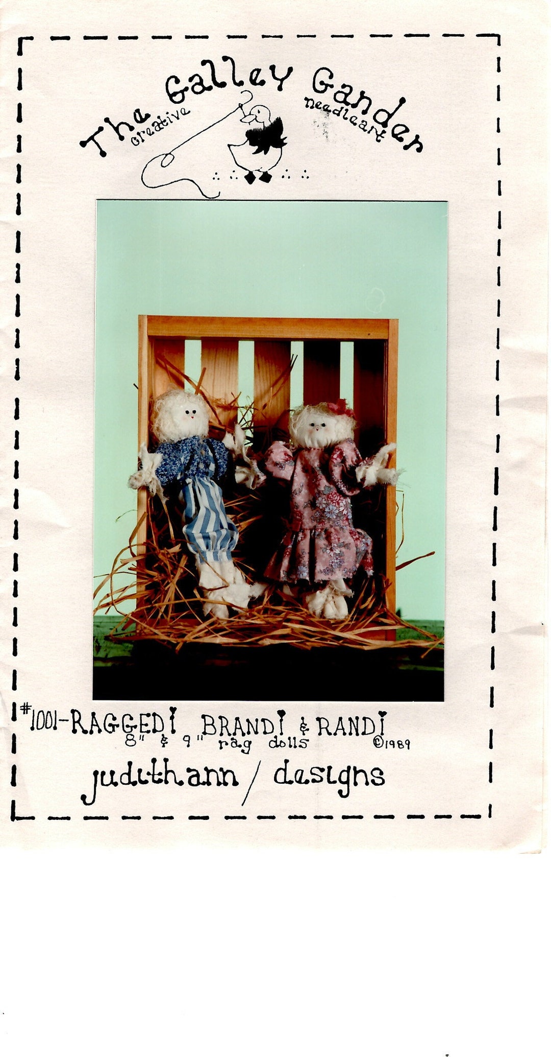 Vtg 8 & 9" Ragdolls Rag Doll Uncut PATTERN the Galley Gander Creative ...