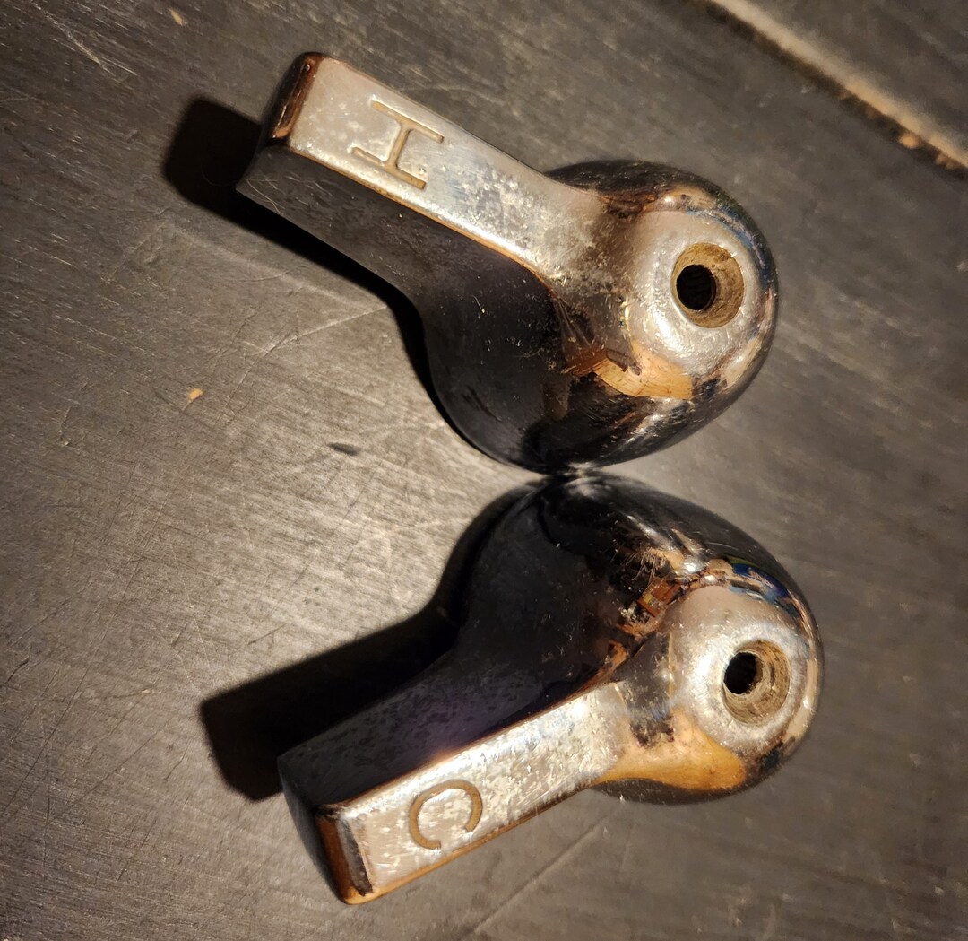 Vtg MCM Hot & Cold Large Paddle Faucet Levers for Bathroom Sink Shower ...