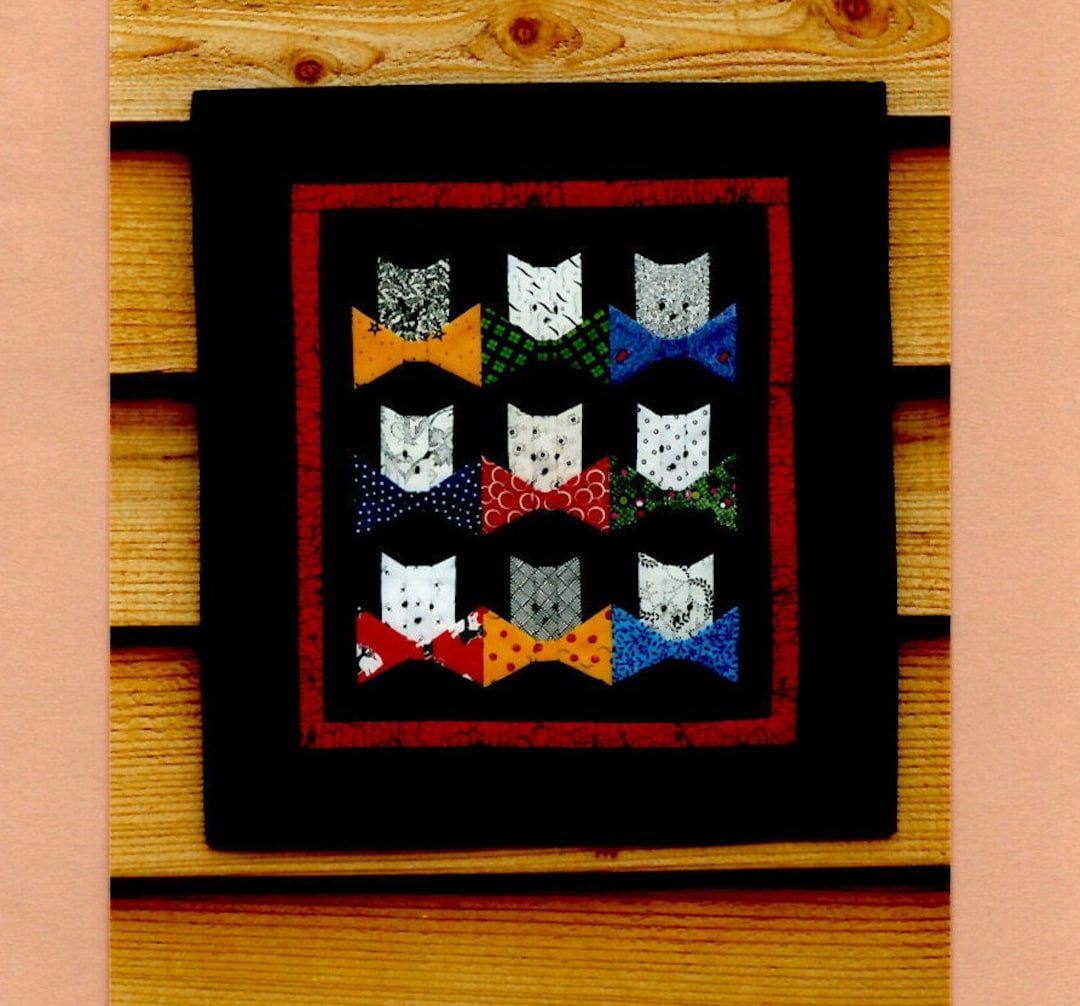 Paper Pieced Cats Mini Quilt Uncut Pattern 12.75x14" Nine Lives Cats ...