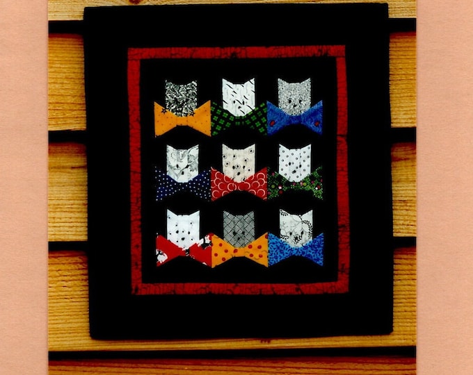 Paper Pieced Cats Mini Quilt Uncut Pattern 12.75x14 Nine Lives Cats ...