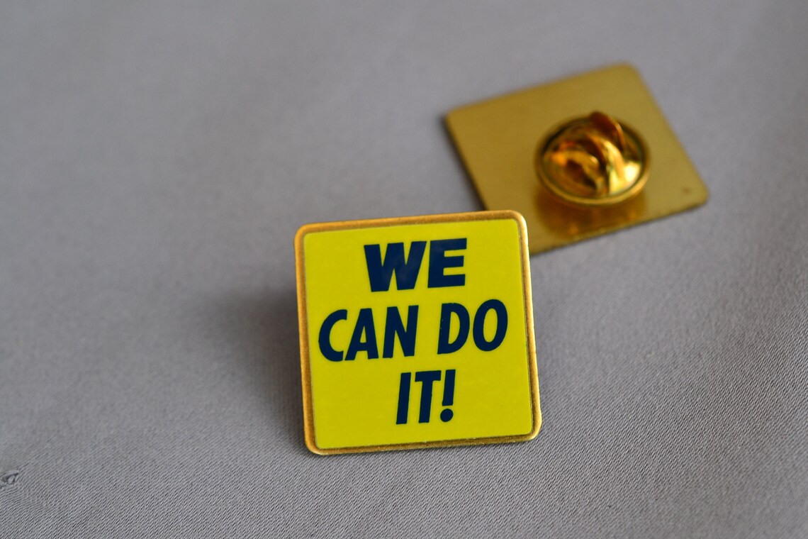 NOS 80s WWII Slogan we Can Do It Brass Clutch Pin - Etsy
