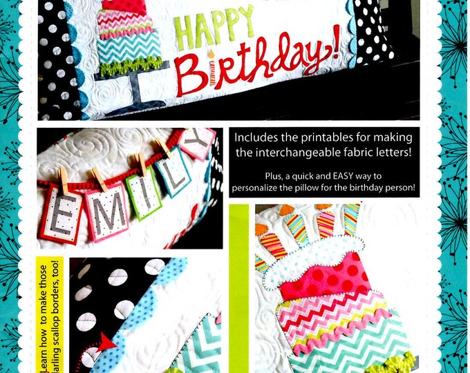 Bench Pillow Applique Cover Pattern Uncut Pattern 16x38" Happy Birthday ...