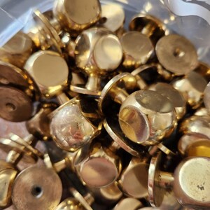 1 X Vtg Solid Brass Cube Knob + Backplate MCM Squircle Drawer Pull Heavy Knob Atomic Nautical ...