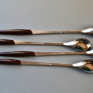60s Danish Modern Iced Tea Spoons Set of 4 MCM Eldan ELD2 BROWN Japan ...