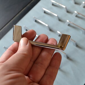 NOS 1 X MCM Chrome Drawer Pull 2.5" Center Small Atomic Danish Midcentury Modern Architectural ...