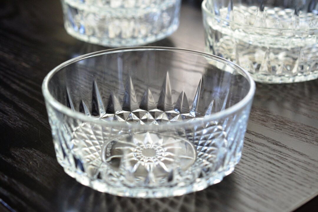 Vtg Set of 4 Glass Bowls 4.75" Arcoroc France Diamant Cristal D'arques ...