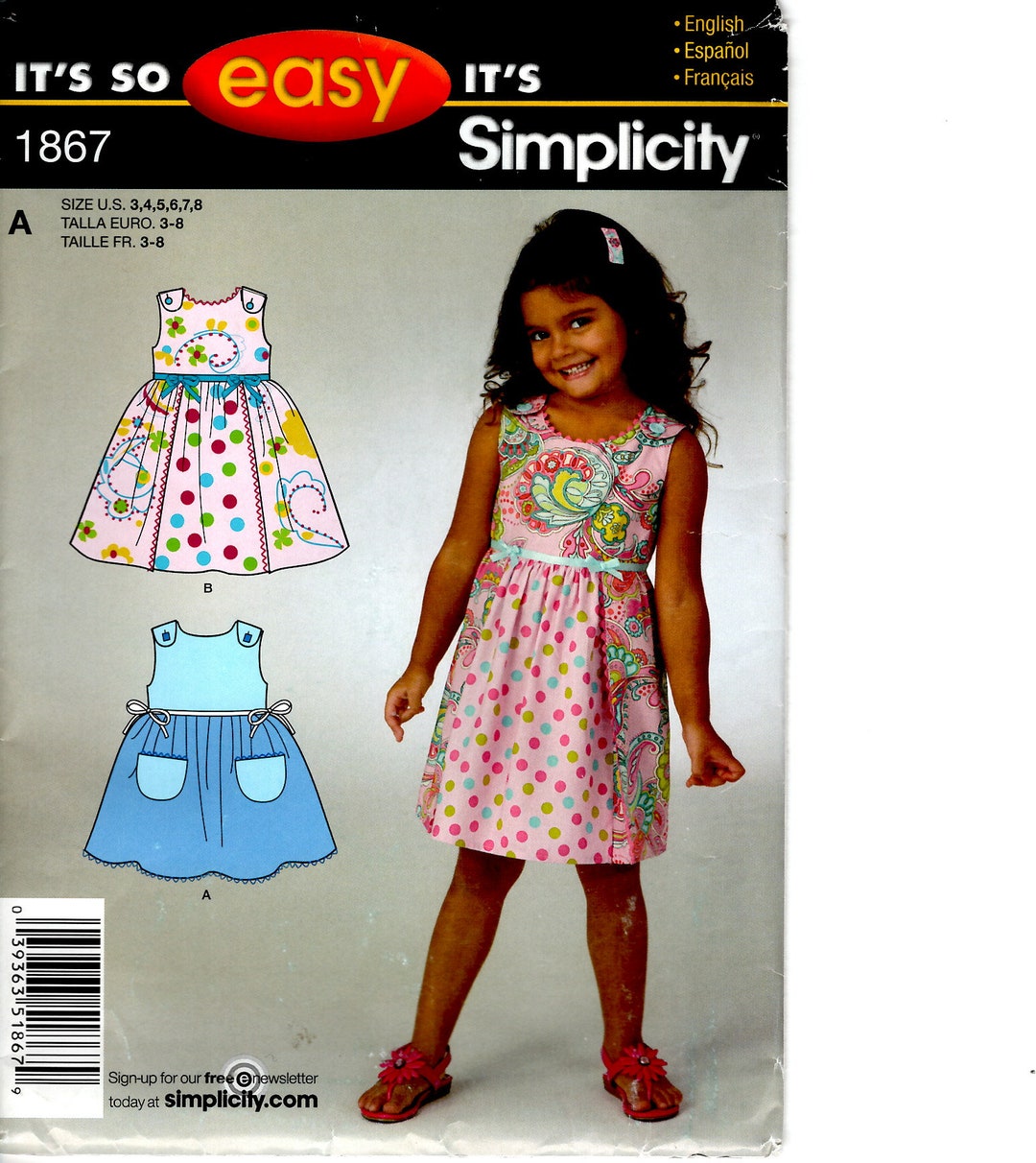 2012 Simplicity 1867 Uncut PATTERN Girl's Sundress Sun Dress Short ...