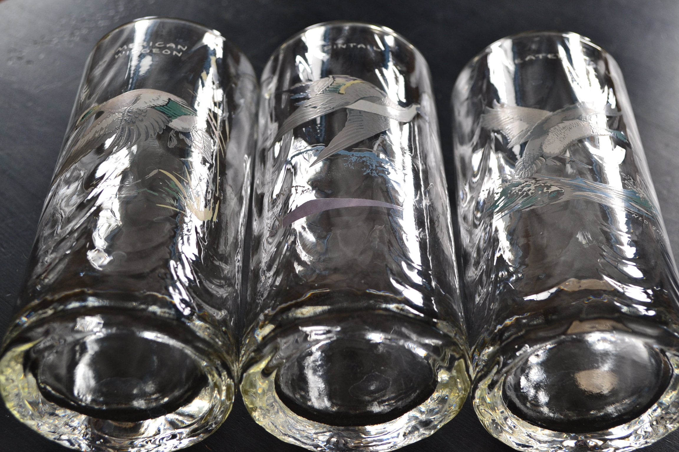 Vtg Set of 3 Ned Smith Handpainted Weighted Tumblers Drinking Highball ...